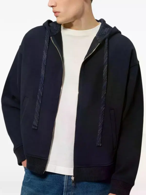 Missoni Zigzag-lining Zip-up Hoodie - Blue