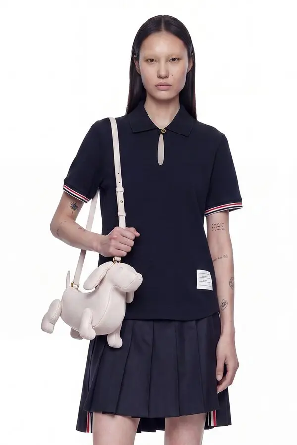 Thom Browne Keyhole Polo Shirt - Blue