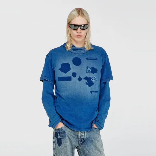 DIESEL® T-shirt With Shadow-effect Patches - Blue
