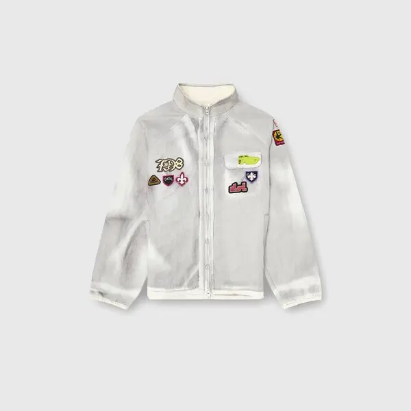 DIESEL® Windbreaker With Trompe L'oeil Patches - Grey