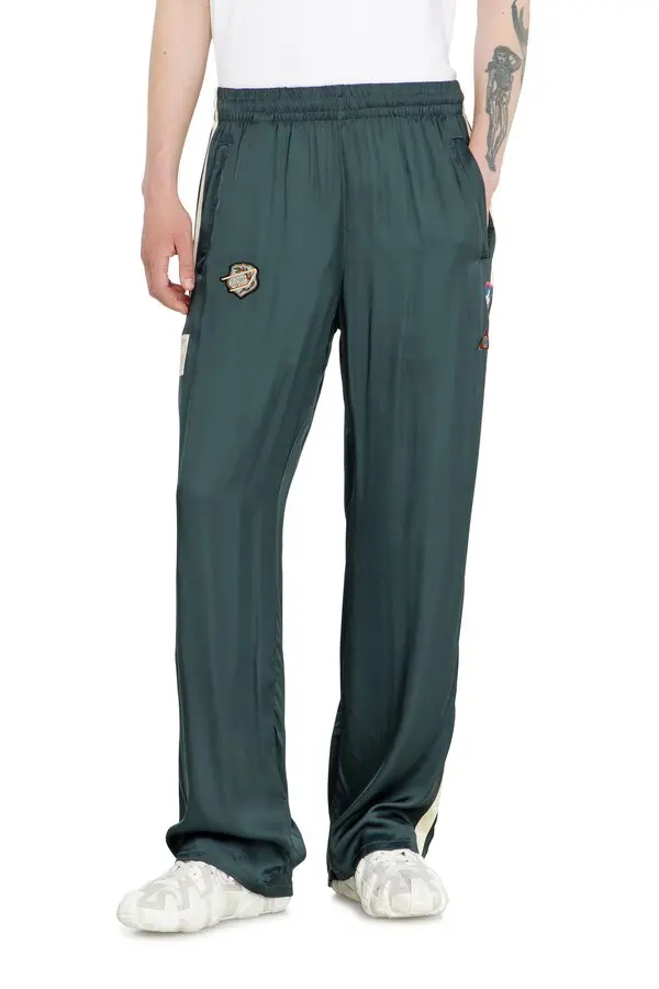 DIESEL® Satin Track Pants With Patches - Green