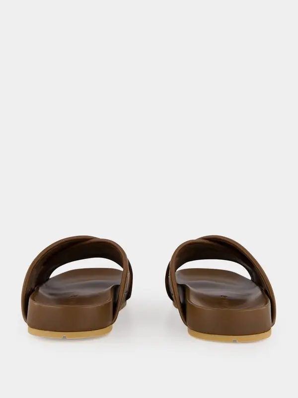 Bottega Veneta Tarik City Leather Sandals - Brown