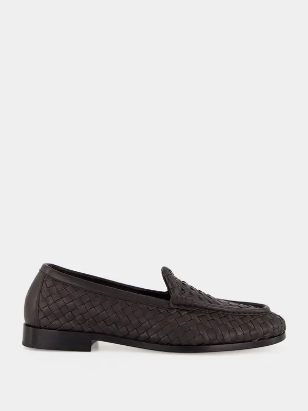 Bottega Veneta Silenzio Intrecciato Leather Loafers - Brown