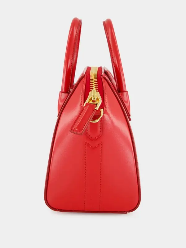 Givenchy Vermillon Mini Antigona Bag In Box Leather