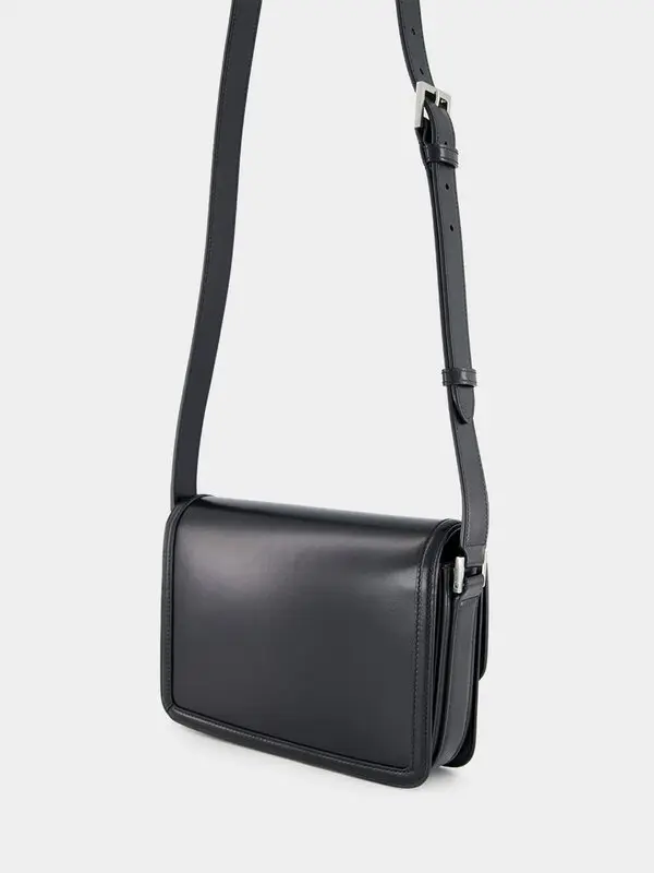 Saint Laurent Solferino Medium Satchel In Smooth Leather - Black