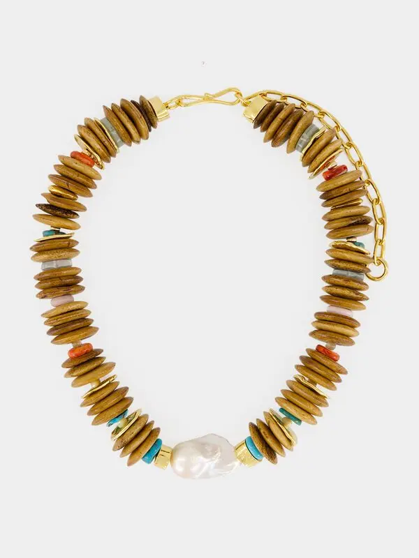 LIZZIE FORTUNATO Kavos Beaded Necklace - Brown