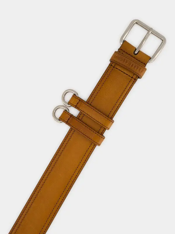Miu Miu Cognac Leather Utility Belt - Brown