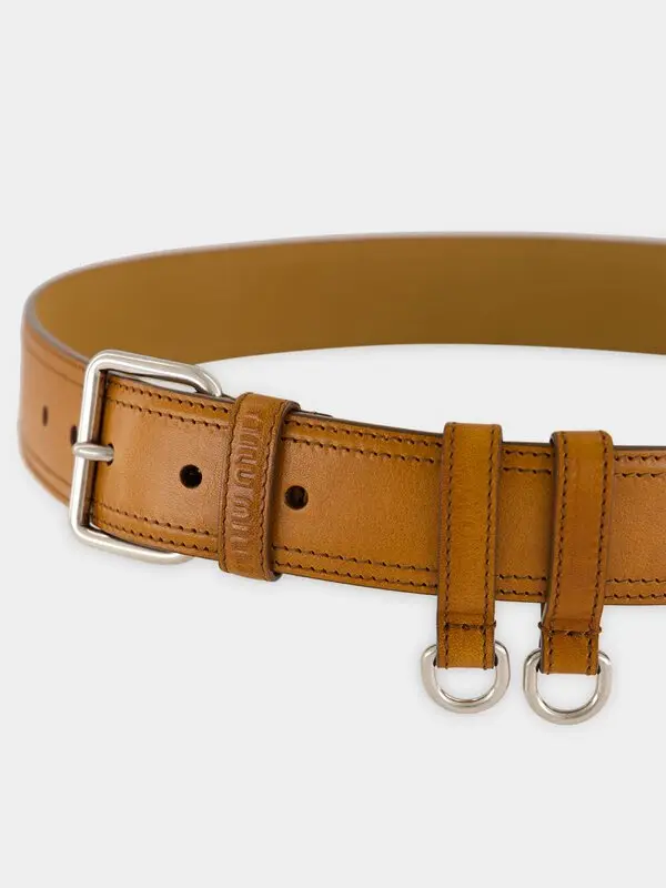 Miu Miu Cognac Leather Utility Belt - Brown