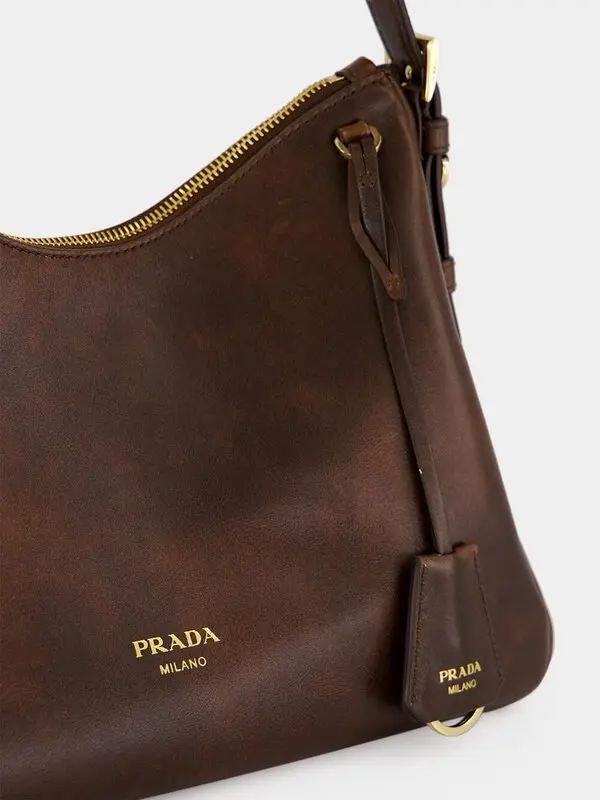 Prada Cocoa Leather Shoulder Bag - Brown