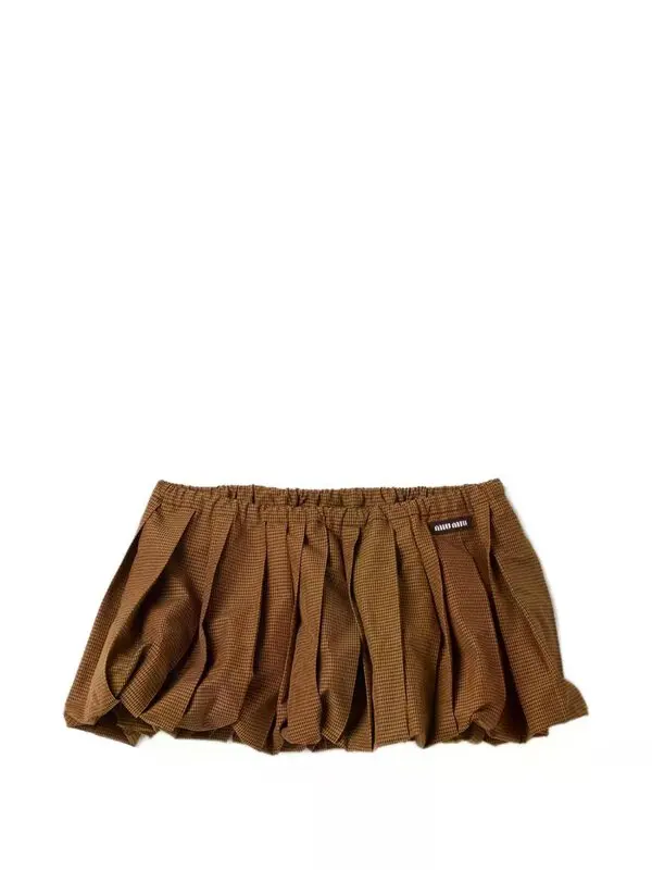 Miu Miu Pleated Gingham Check Miniskirt