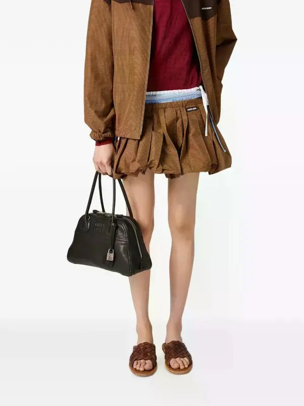 Miu Miu Pleated Gingham Check Miniskirt