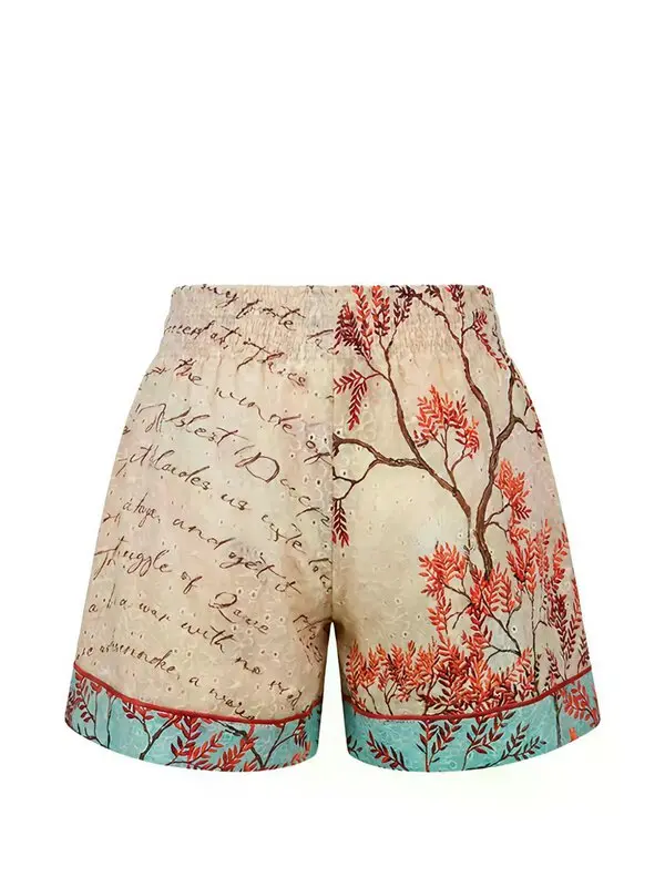 F.R.S FOR RESTLESS SLEEPERS Broderie Anglaise Graphic Print Shorts - Neutrals