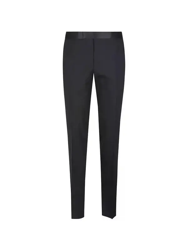 LARDINI Satin-trim Wool Trousers - Black