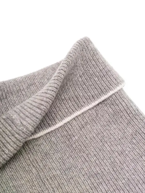 Brunello Cucinelli Ribbed Knit Embroidered Snood - Grey