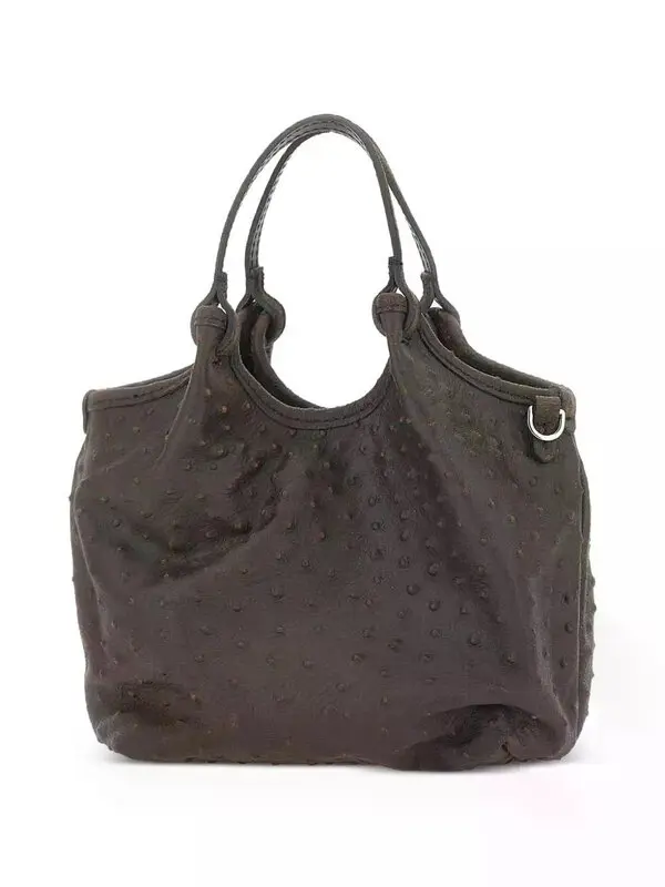 GIANNI CHIARINI Ostrich-effect Leather Tote Bag - Brown