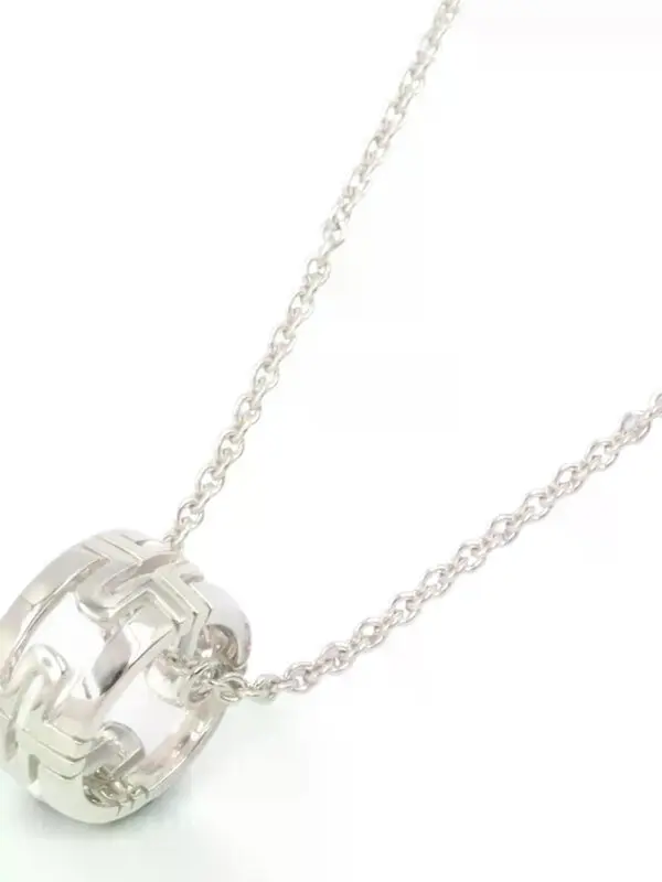 BVLGARI 18k White Gold Parentesi Logo Pendant Necklace