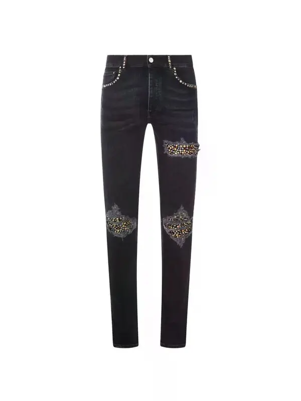 Amiri Stud-embellished Distressed Jeans - Black