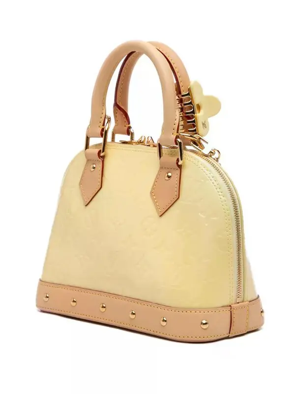 LOUIS VUITTON Monogram Vernis Alma Bb Satchel With Hairclip Charm - Yellow