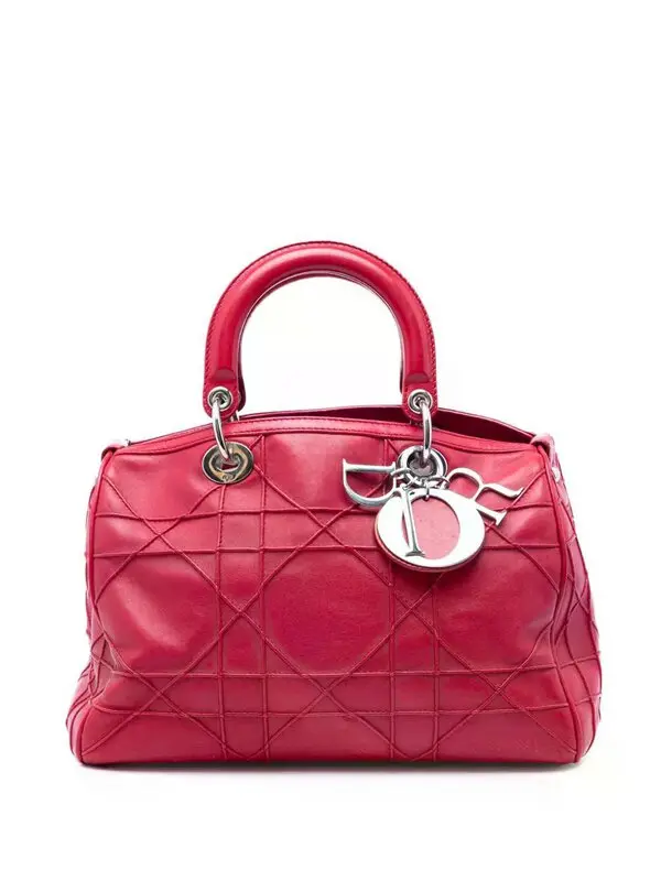 Dior Lambskin Cannage Polochon Granville Satchel - Red