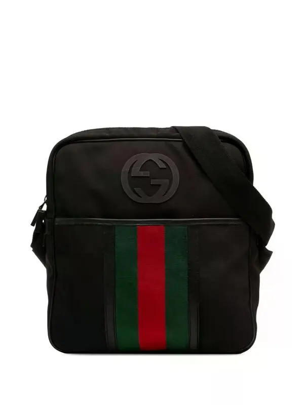 Gucci Interlocking G Web Crossbody Bag - Black