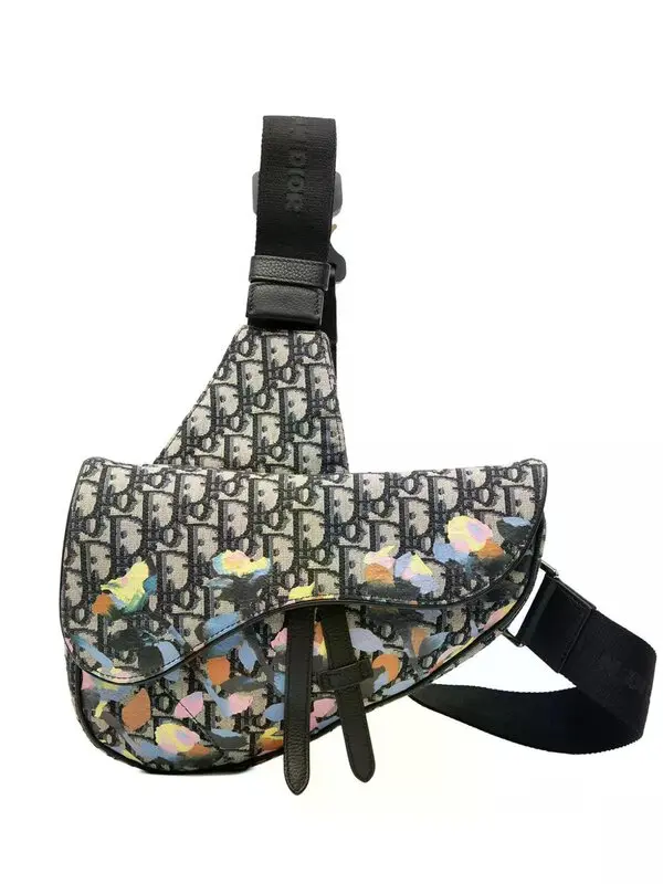 Dior Alex Foxton Oblique Canvas Saddle Bag - Blue