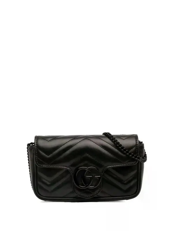 Gucci Mini Gg Marmont Matelassé Calfskin Flap Crossbody Bag - Black