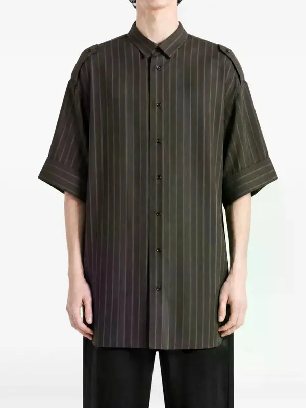 OMAR AFRIDI Vertical-stripe Epaulette Shirt