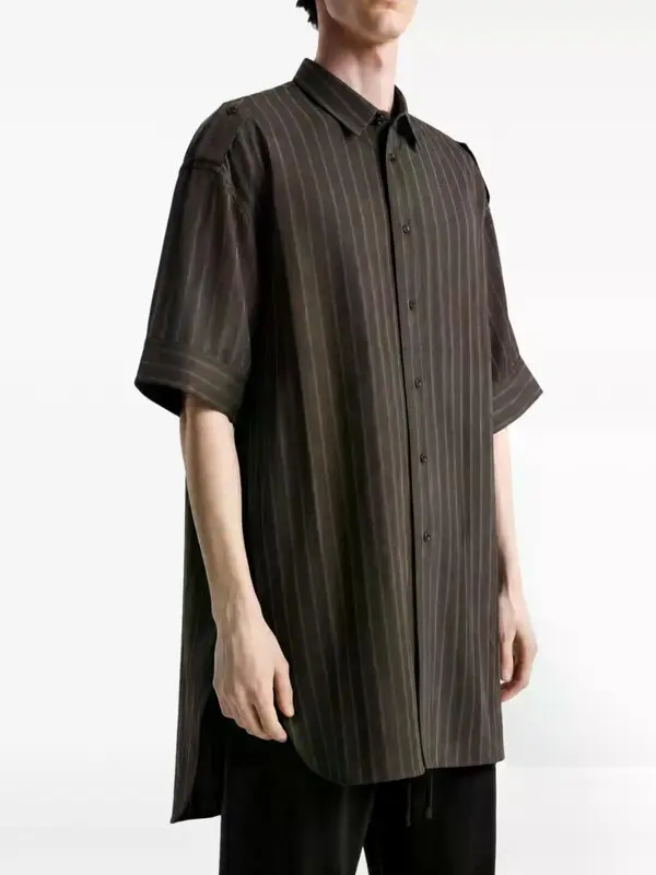 OMAR AFRIDI Vertical-stripe Epaulette Shirt
