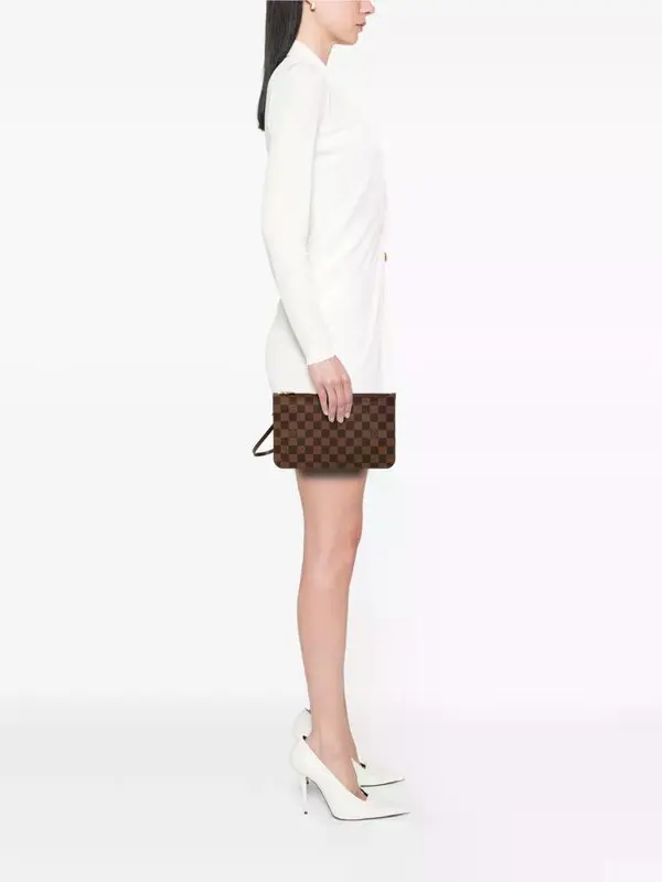 LOUIS VUITTON Damier Ebene Neverfull Pochette Clutch Bag