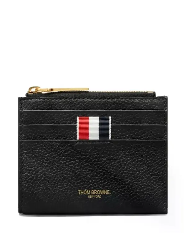 Thom Browne Pebble-grain Zip-top Cardholder - Black