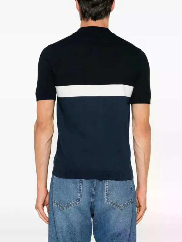 JEORDIE'S Colour-block Short-sleeve V-neck Cotton Shirt
