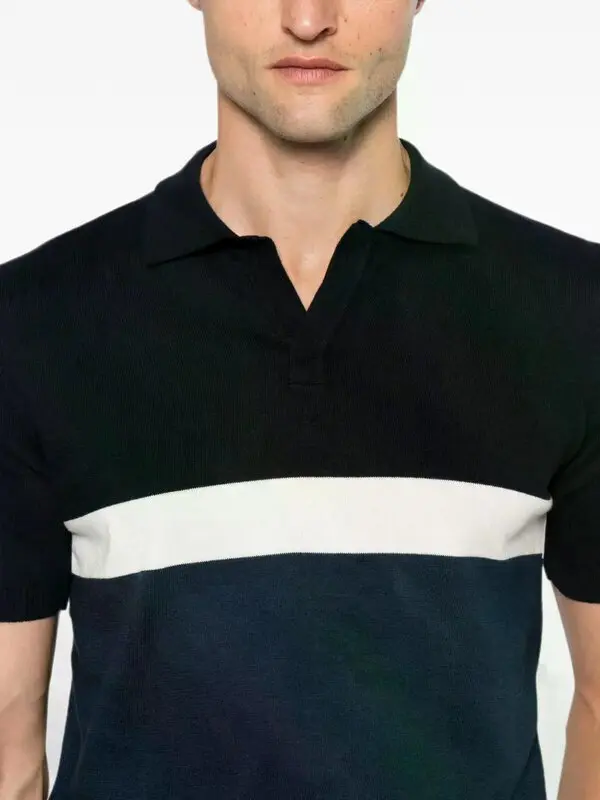 JEORDIE'S Colour-block Short-sleeve V-neck Cotton Shirt