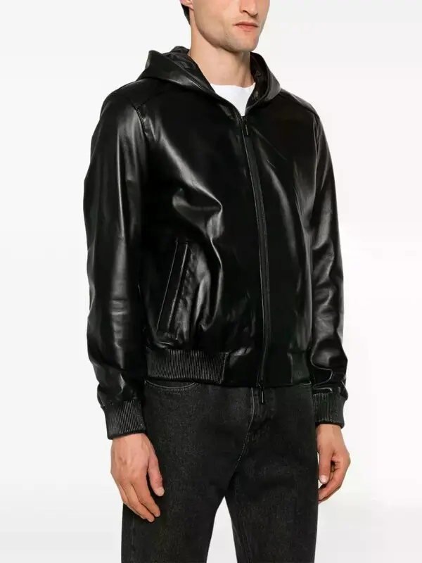 SERGIO MORETTI FIRENZE Hooded Leather Jacket