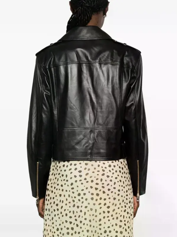 ADRIANNA FERETTI Adrianna Ferretti Belted Leather Biker Jacket