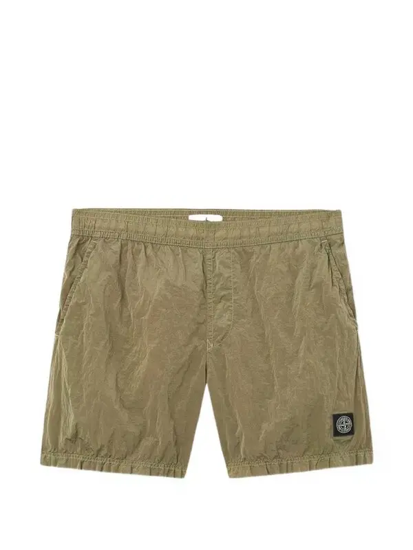 Stone Island Logo Patch Elasticated Waistband Shorts - Green