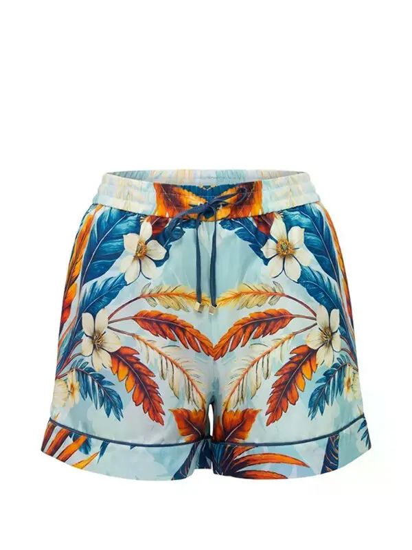 F.R.S FOR RESTLESS SLEEPERS Lissipa Palm-print Drawstring Shorts - Blue
