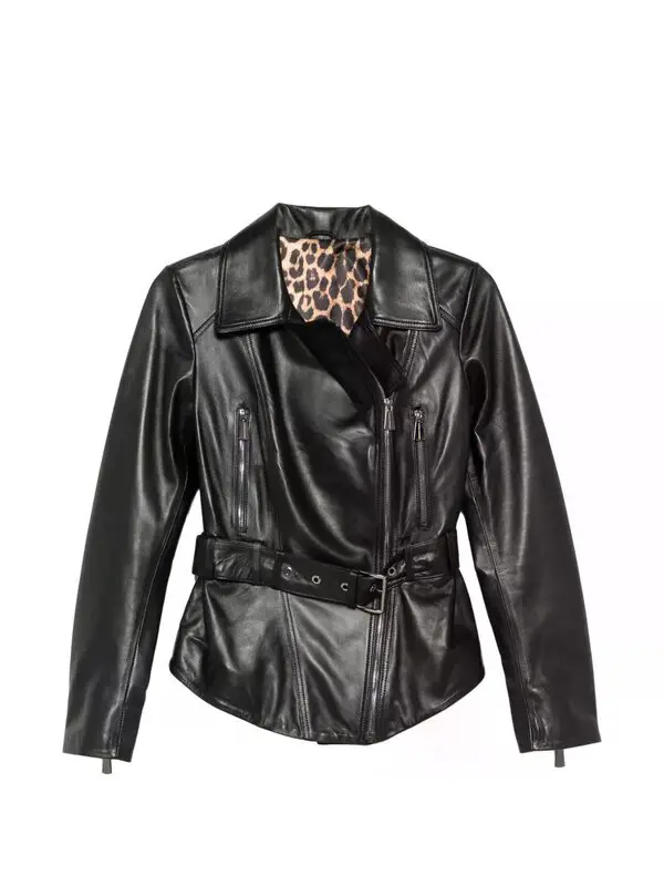 ADRIANNA FERETTI Leather Biker Jacket - Black