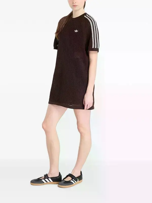 Adidas Crochet Knit 3-stripes Dress - Brown