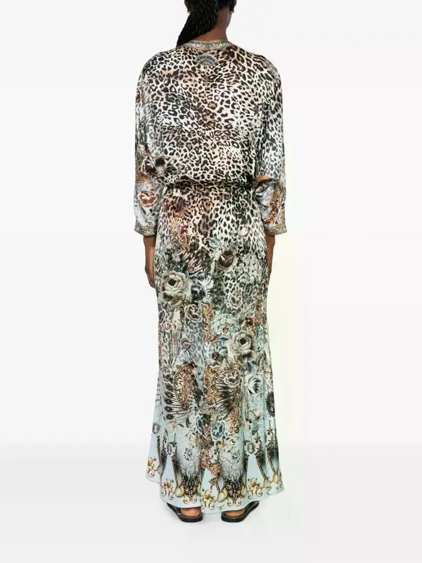 Camilla Twist-front Leopard-print V-neck Silk Maxi Dress