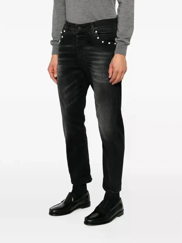 YES LONDON Stud-embellished Faded Denim Jeans