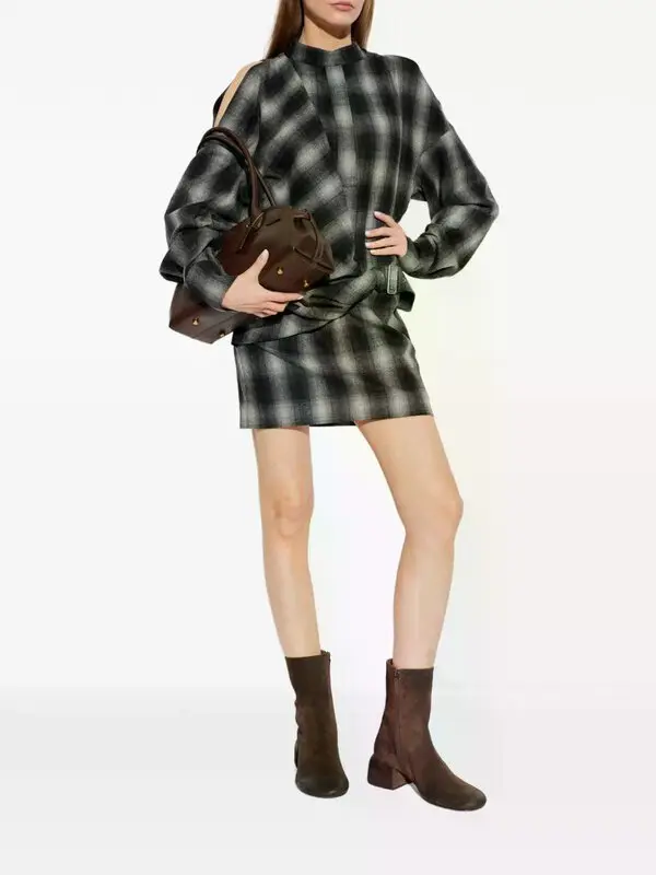 IRO PARIS Narissa Check Cold-shoulder Mini Dress - Black
