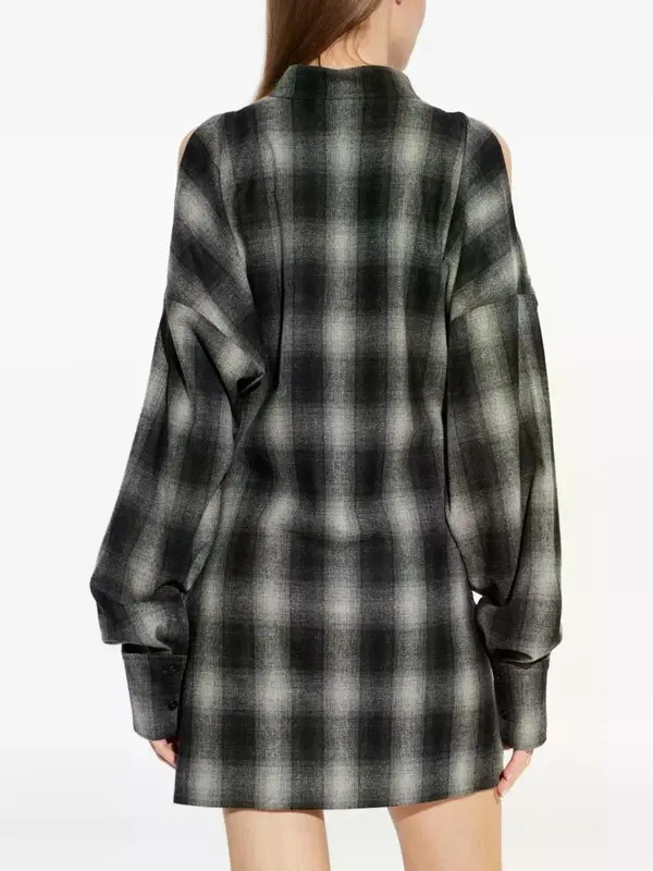 IRO PARIS Narissa Check Cold-shoulder Mini Dress