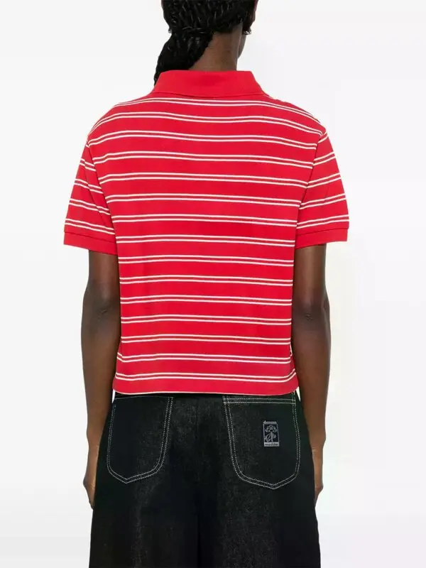 Sporty & Rich Striped Logo Embroidered Cotton Polo Shirt