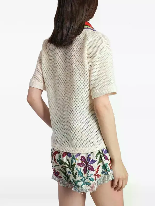 SIEDRES Open-knit Polo Shirt With Crochet Collar
