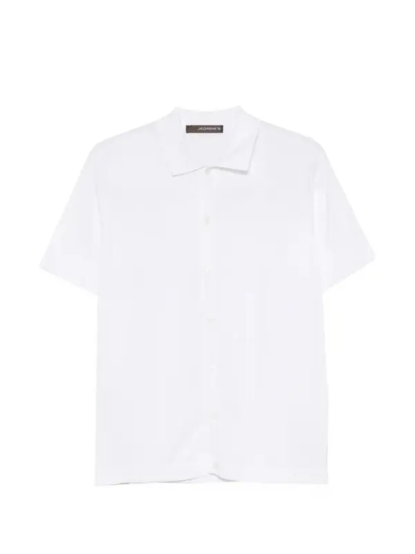 JEORDIE'S Button-down Short-sleeve Knitted Cotton Shirt - White