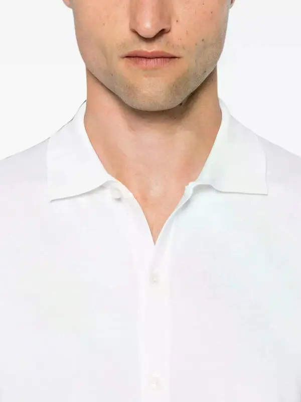 JEORDIE'S Button-down Short-sleeve Knitted Cotton Shirt