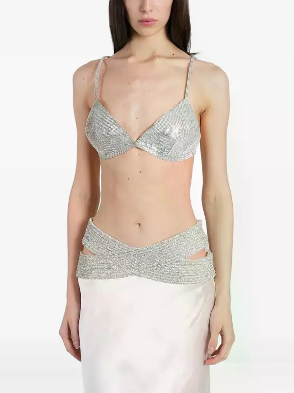 NUE Crystal-embellished Cropped Top - Metallic