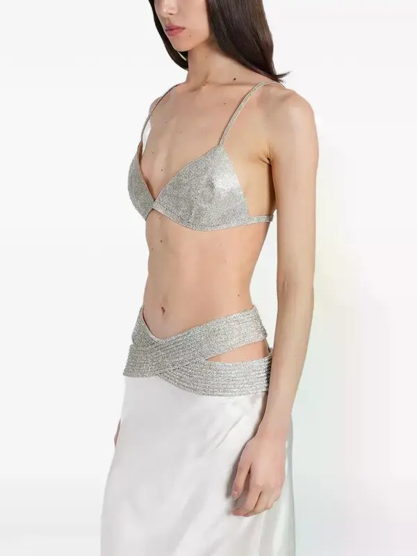 NUE Crystal-embellished Cropped Top