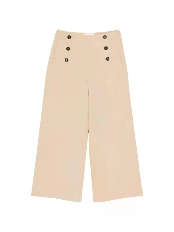 PSOPHIA Button-embellished Wide-leg Trousers