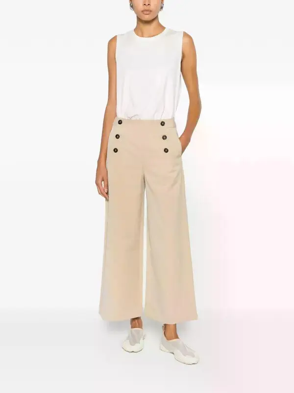 PSOPHIA Button-embellished Wide-leg Trousers